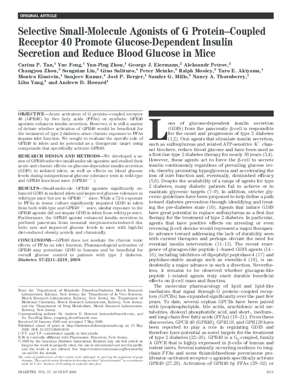 Pdf Selective Small Molecule Agonists Of G Protein Coupled Receptor