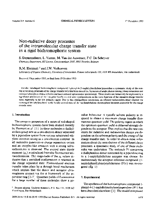 (PDF) Non-radiative decay processes of the intramolecular charge ...