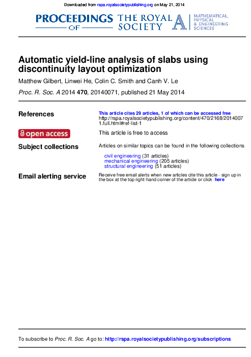 (PDF) Automatic yield-line analysis of slabs using discontinuity layout optimization