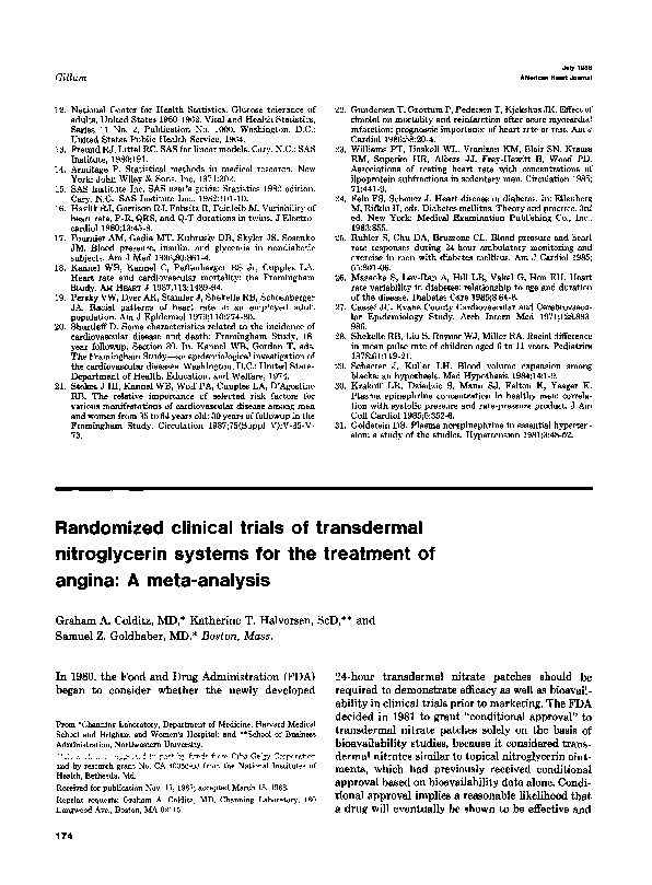 (PDF) Randomized clinical trials of transdermal nitroglycerin systems ...