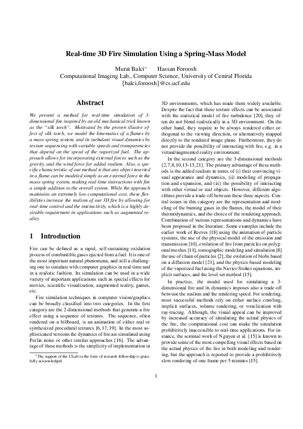 (PDF) Real-time 3D fire simulation using a spring-mass model