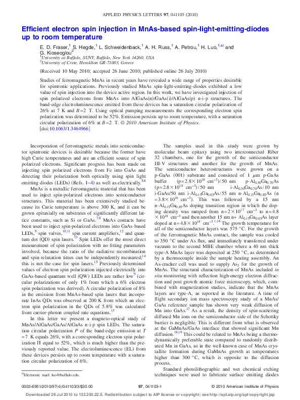 (PDF) Electrical spin injection from an n-type ferromagnetic ...