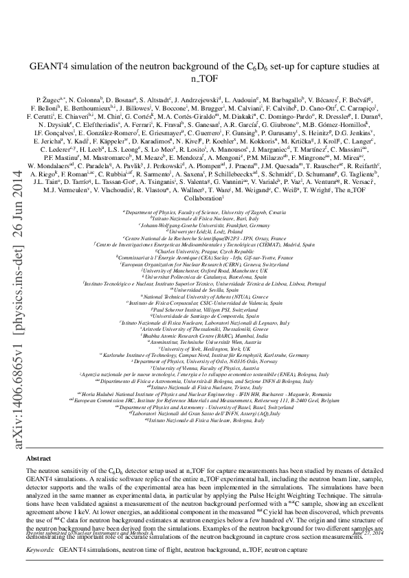 (PDF) GEANT4 simulation of the neutron background of the C6D6 set-up ...