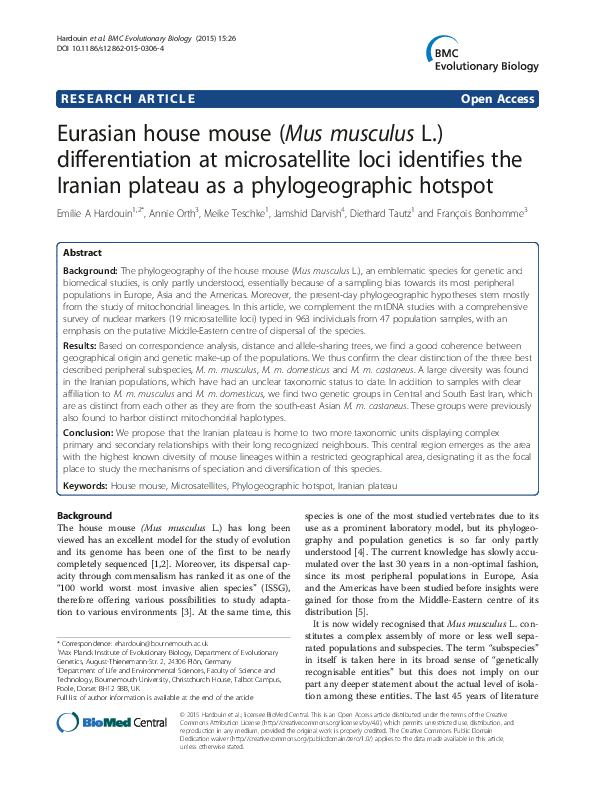 (PDF) Mus musculus helgolandicus: insights into their origin. A study ...