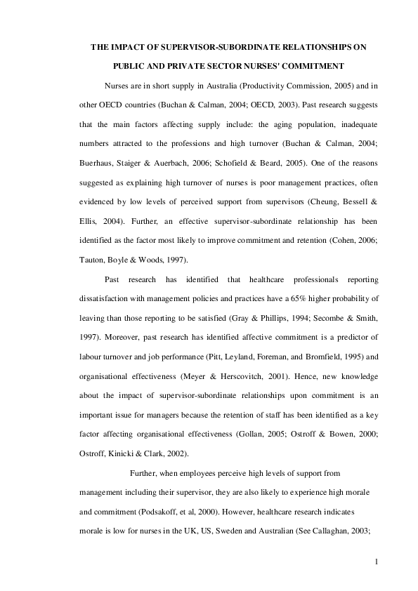 (PDF) The impact of supervisor–subordinate relationships on morale ...