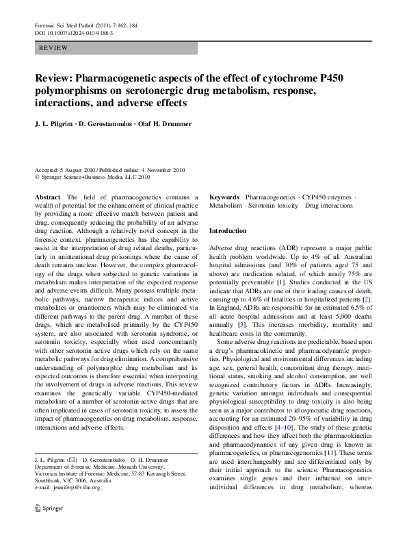 (PDF) Review: Pharmacogenetic aspects of the effect of cytochrome P450 polymorphisms on ...
