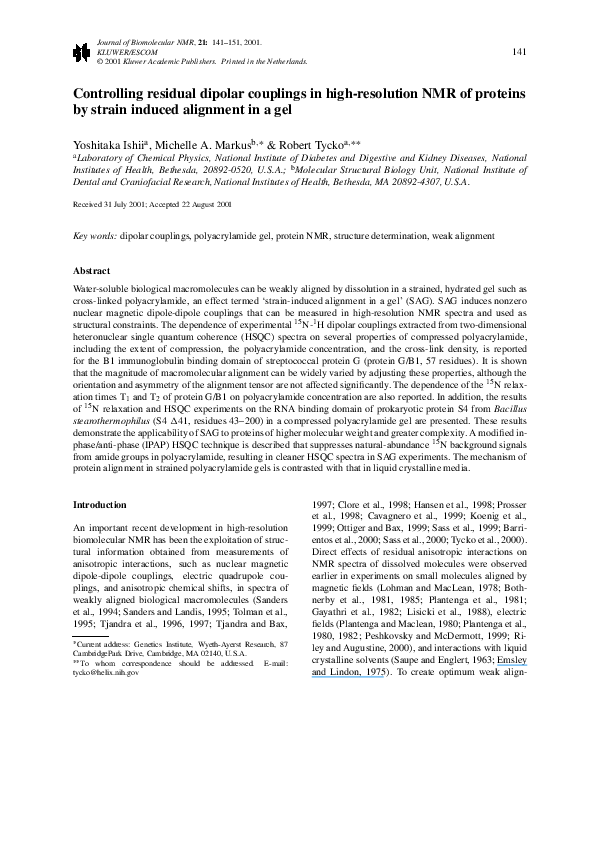 (PDF) Controlling residual dipolar couplings in high-resolution NMR of ...