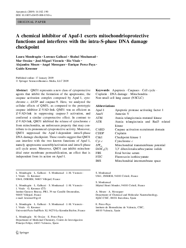 (PDF) A chemical inhibitor of Apaf-1 exerts mitochondrioprotective ...