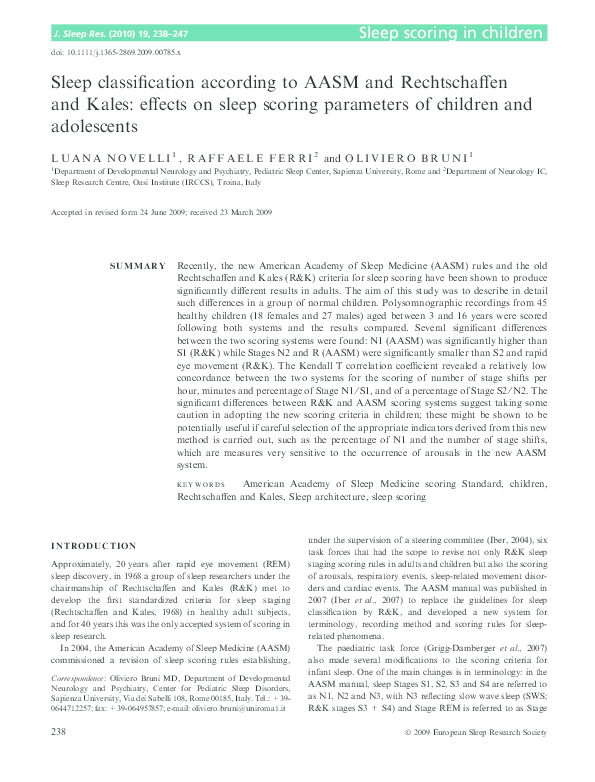 Pdf Sleep Classification According To Aasm And Rechtschaffen And Kales Effects On Sleep