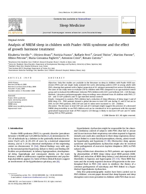 (PDF) Analysis of NREM sleep in children with Prader–Willi syndrome and the effect of growth ...