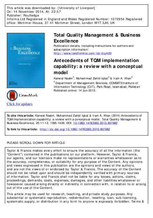 (PDF) Antecedents of TQM implementation capability: A review with ...