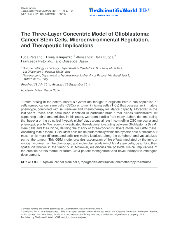 (PDF) The Three-Layer Concentric Model of Glioblastoma: Cancer Stem ...