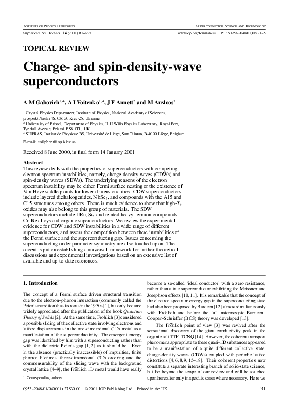 Pdf Charge And Spin Density Wave Superconductors