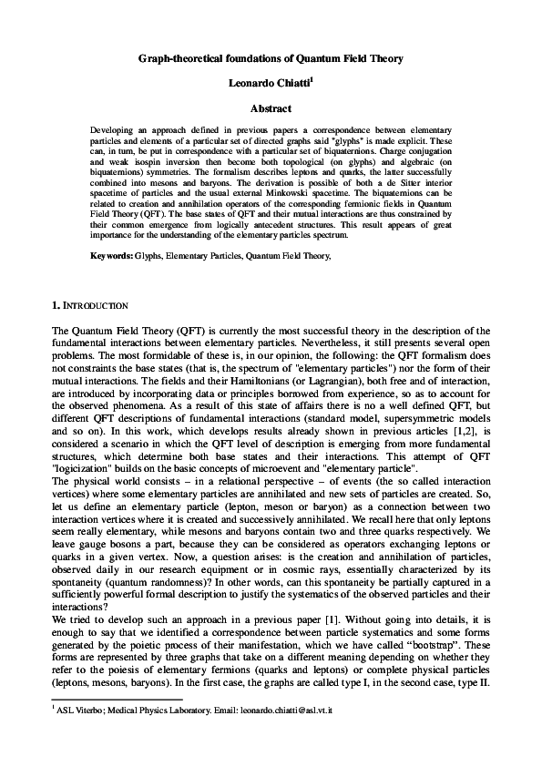 (PDF) Graph-theoretical foundations of Quantum Field Theory