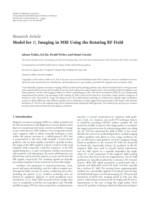 (PDF) Model for Imaging in MRI Using the Rotating RF Field