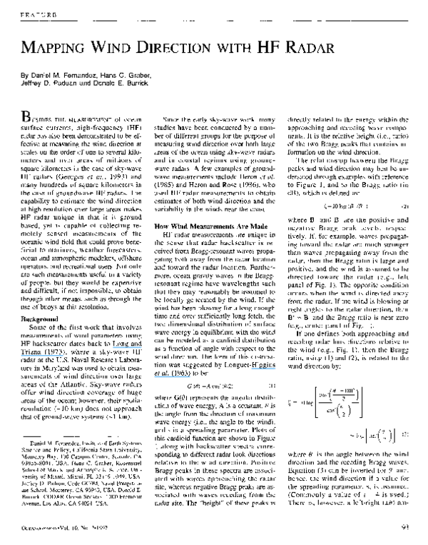 (PDF) Mapping Wind Directions with HF Radar