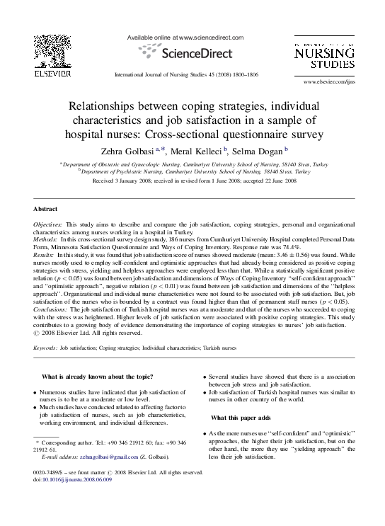 (PDF) Relationships between coping strategies, individual ...