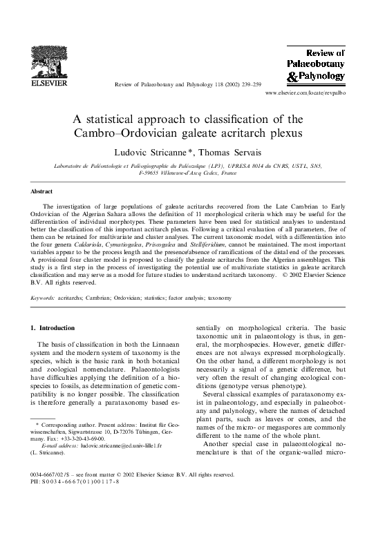(PDF) A statistical approach to classification of the Cambro–Ordovician ...