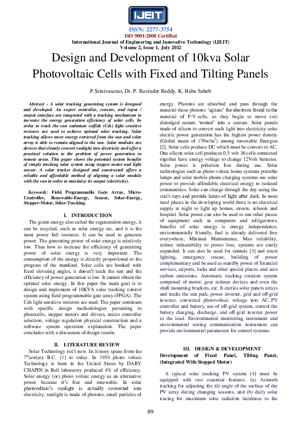 (PDF) Design and Development of 10kva Solar Photovoltaic Cells with ...