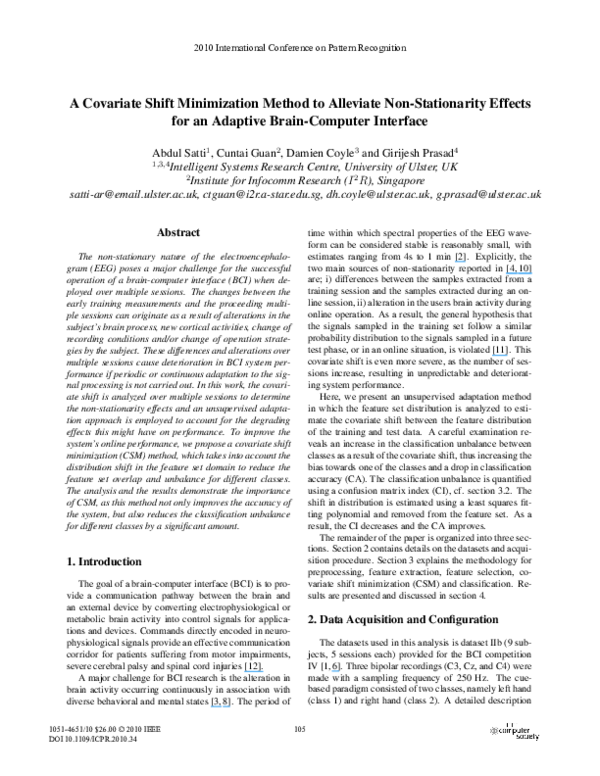 (PDF) A Covariate Shift Minimisation Method to Alleviate Non-stationarity Effects for an ...