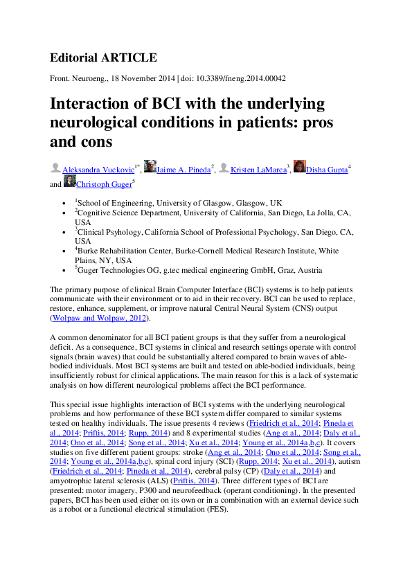 (PDF) Interaction of BCI with the underlying neurological conditions in ...