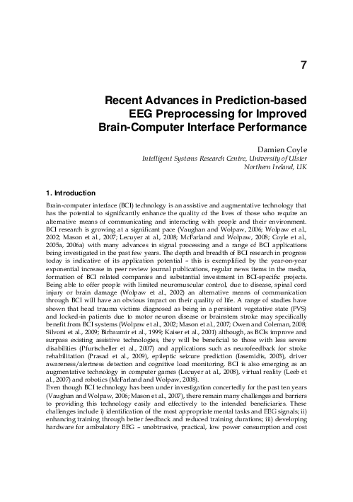 (PDF) Recent Advances in Prediction 丁 based EEG Preprocessing for Improved Brain 丁 Computer ...