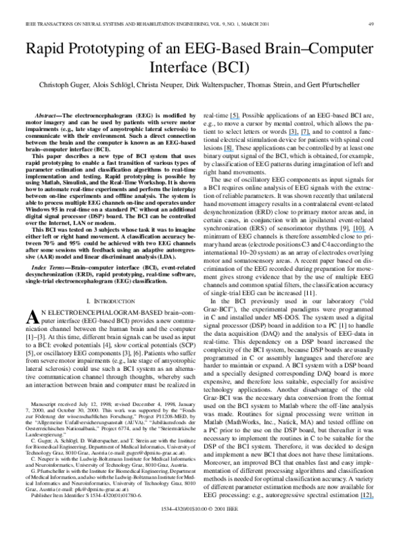 (PDF) Rapid prototyping of an EEG-based brain-computer interface (BCI)
