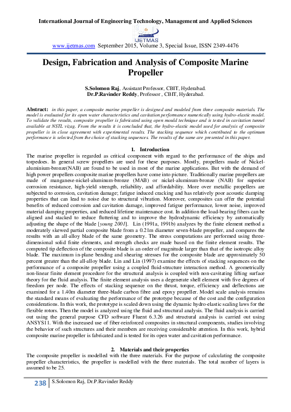 (PDF) Design, Fabrication and Analysis of Composite Marine Propeller