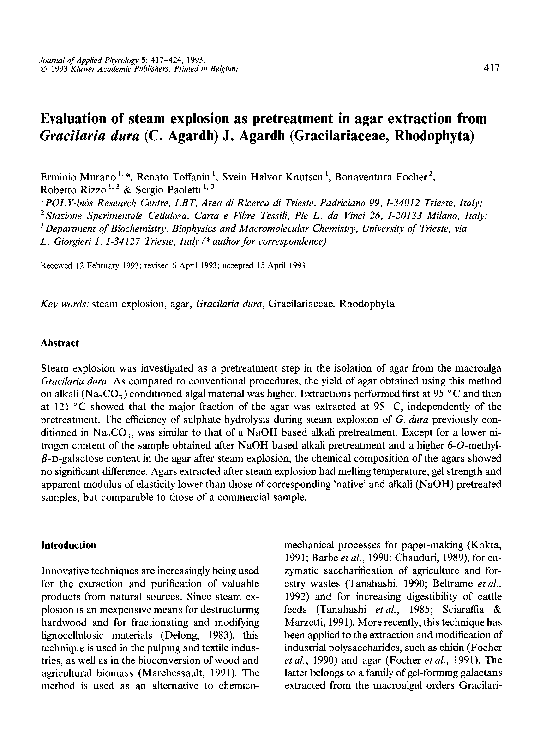 (PDF) Evaluation of steam explosion as pretreatment in agar extraction ...