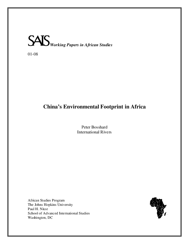 (PDF) Working Papers in African Studies China's Environmental Footprint ...