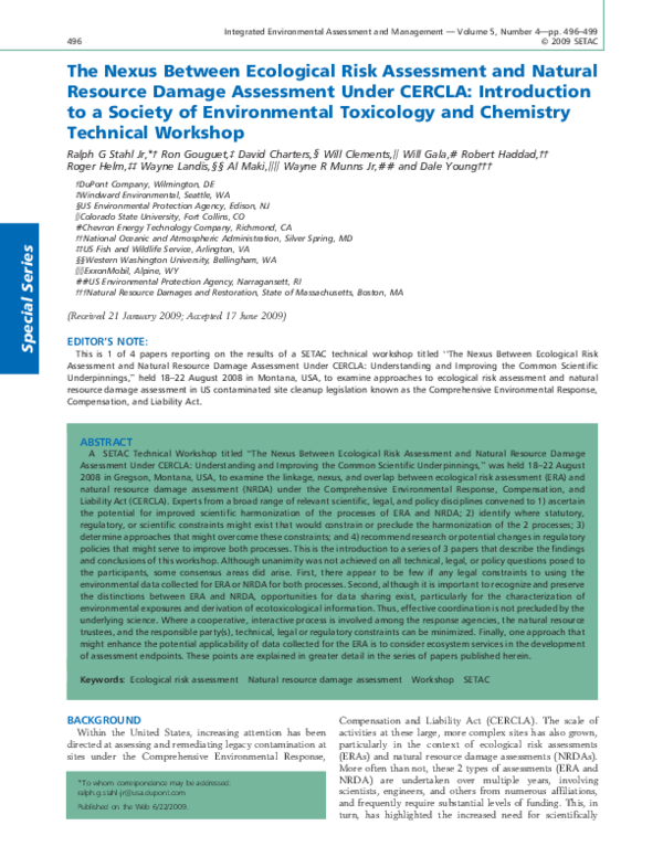 (PDF) The Nexus Between Ecological Risk Assessment and Natural Resource ...