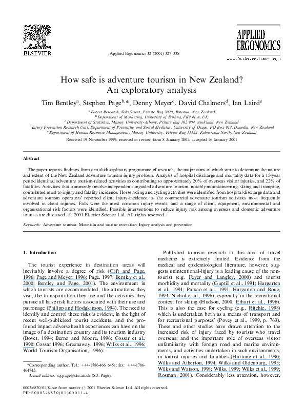 (PDF) How safe is adventure tourism in New Zealand? An exploratory analysis