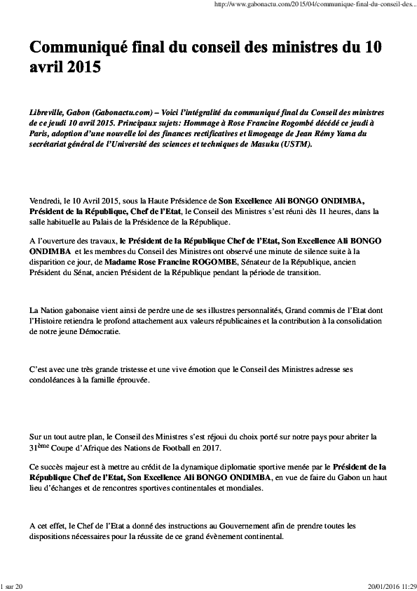 Gabon - Ordonnance n°22/PR/2015 du 11 aout 2015 relative aux