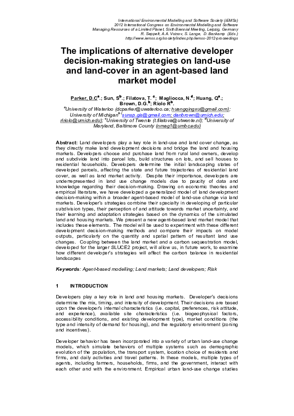 (PDF) The implications of alternative developer decision-making ...