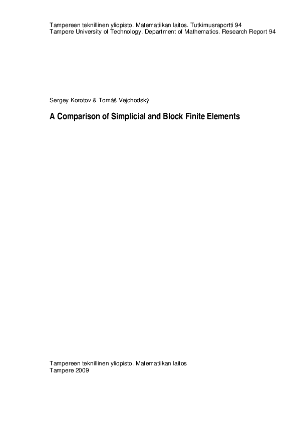 (PDF) A Comparison of Simplicial and Block Finite Elements
