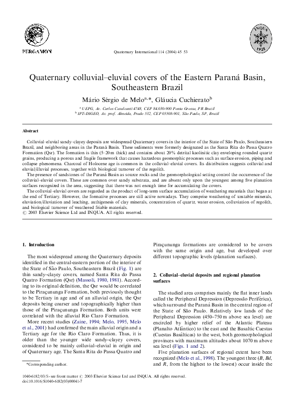 (PDF) Quaternary colluvial–eluvial covers of the Eastern Paraná Basin ...