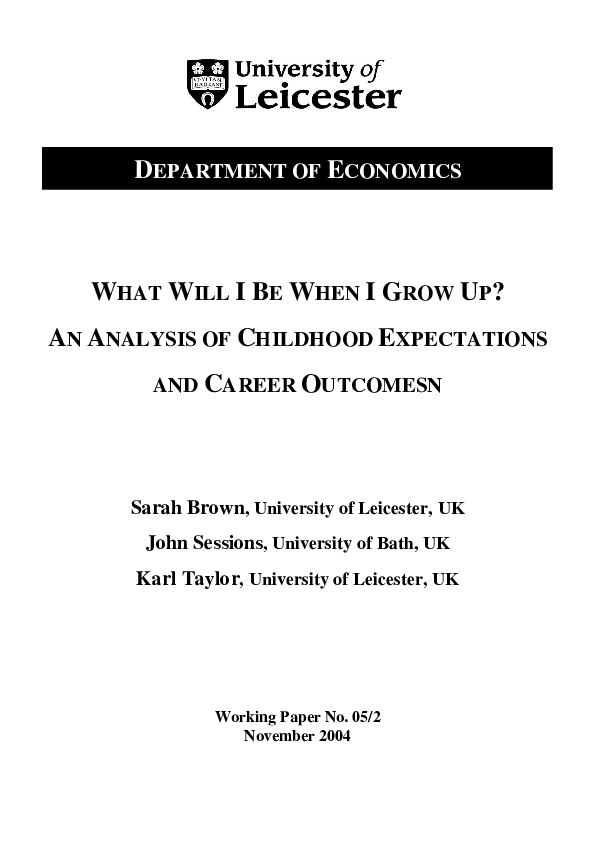 (PDF) What Will I Be When I Grow Up? An Analysis of Childhood ...