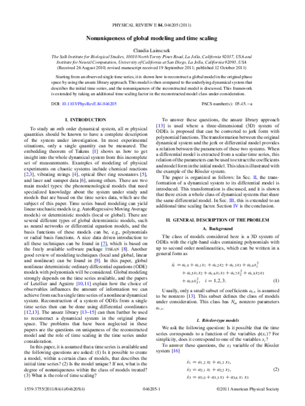 Pdf Nonuniqueness Of Global Modeling And Time Scaling