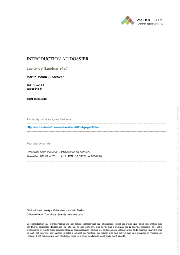 (PDF) Introduction au dossier