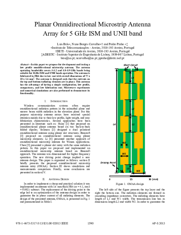 (PDF) Planar omnidirectional microstrip antenna array for 5 GHz ISM and UNII band