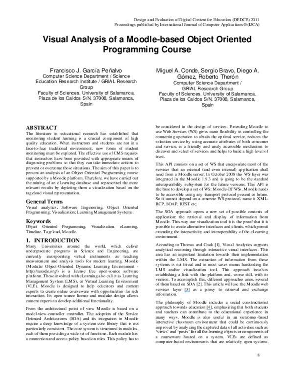 Pdf Visual Analysis Of A Moodle Based Object Oriented Programming Course