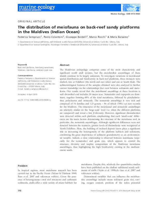 (PDF) The distribution of meiofauna on back‐reef sandy platforms in the ...