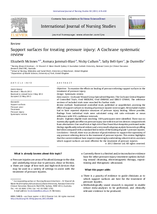 (PDF) Support surfaces for treating pressure injury: A Cochrane ...