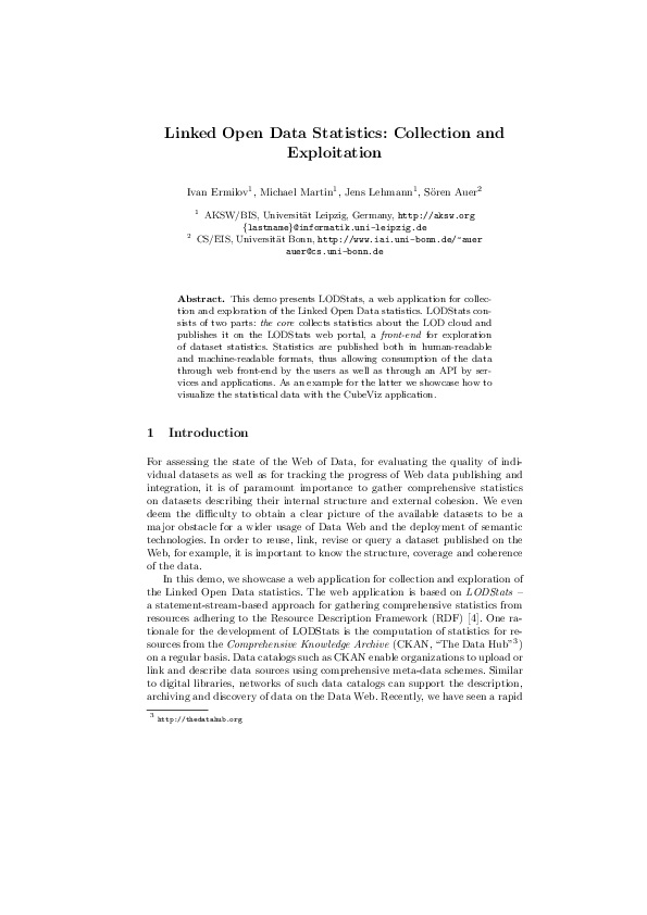 (PDF) Linked open data statistics: Collection and exploitation