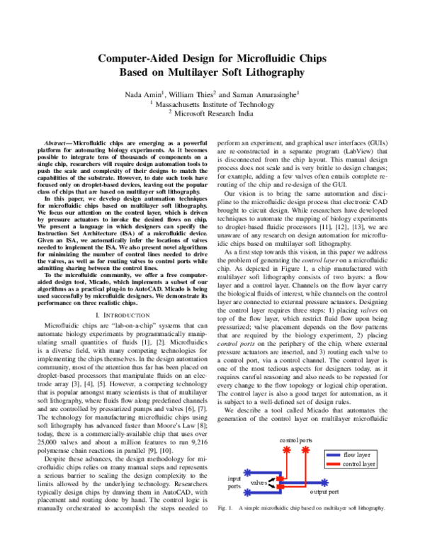 (PDF) Computer-aided design for microfluidic chips based on multilayer ...