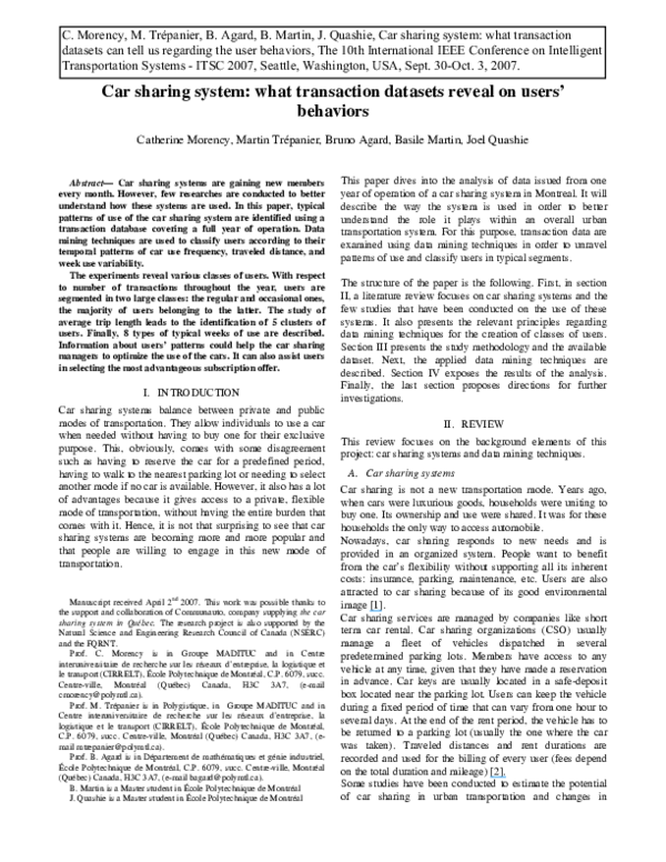 Pdf Car Sharing System What Transaction Datasets Reveal On Users Behaviors