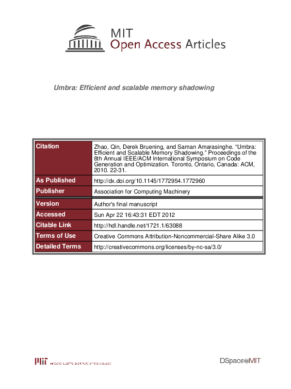 (PDF) Umbra: Efficient and scalable memory shadowing