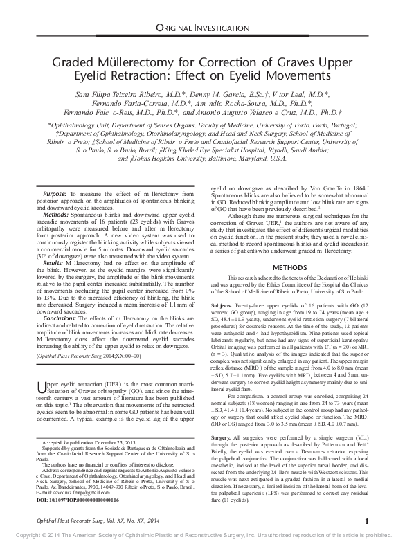 (PDF) Graded Müllerectomy for Correction of Graves Upper Eyelid Retraction