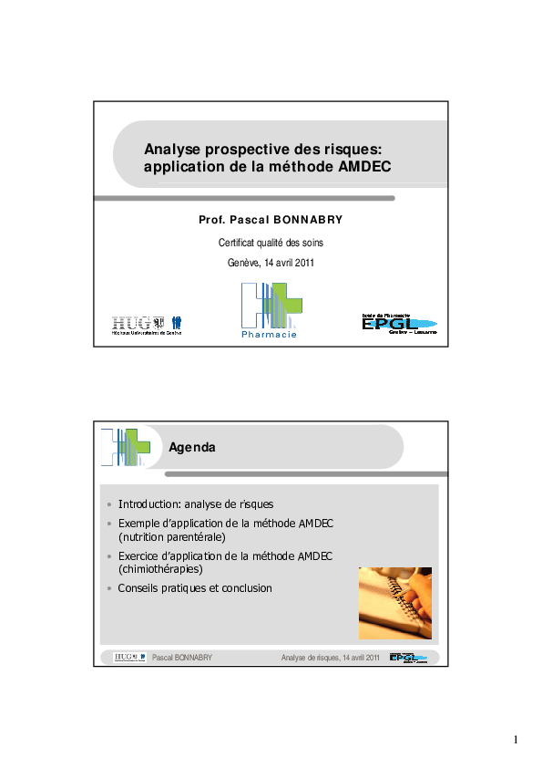 (PDF) Analyse prospective des risques: application de la méthode AMDEC