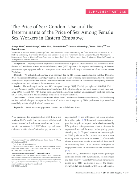 (PDF) The price of sex: condom use and the determinants of the price of sex among female sex ...